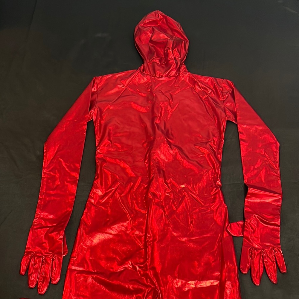 Red Metallic Stretch Full Body Suit. 100% Coverage, M… - Gem